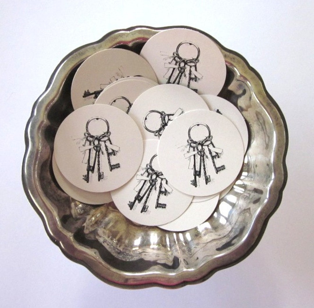Vintage Key Tags Round Paper Gift Tags Set of 10 - Etsy