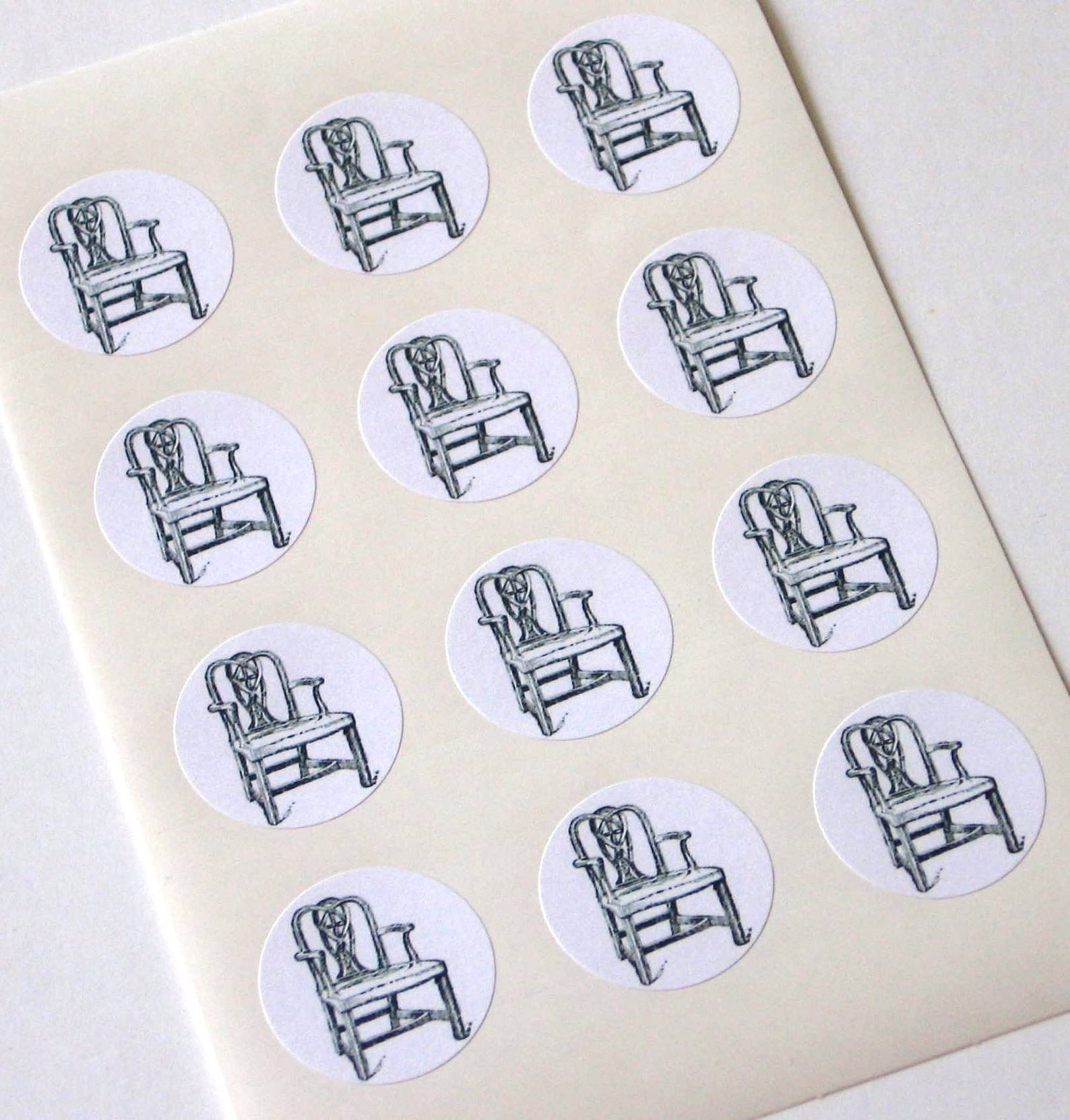 Vintage Chair Stickers One Inch Round Seals | Etsy