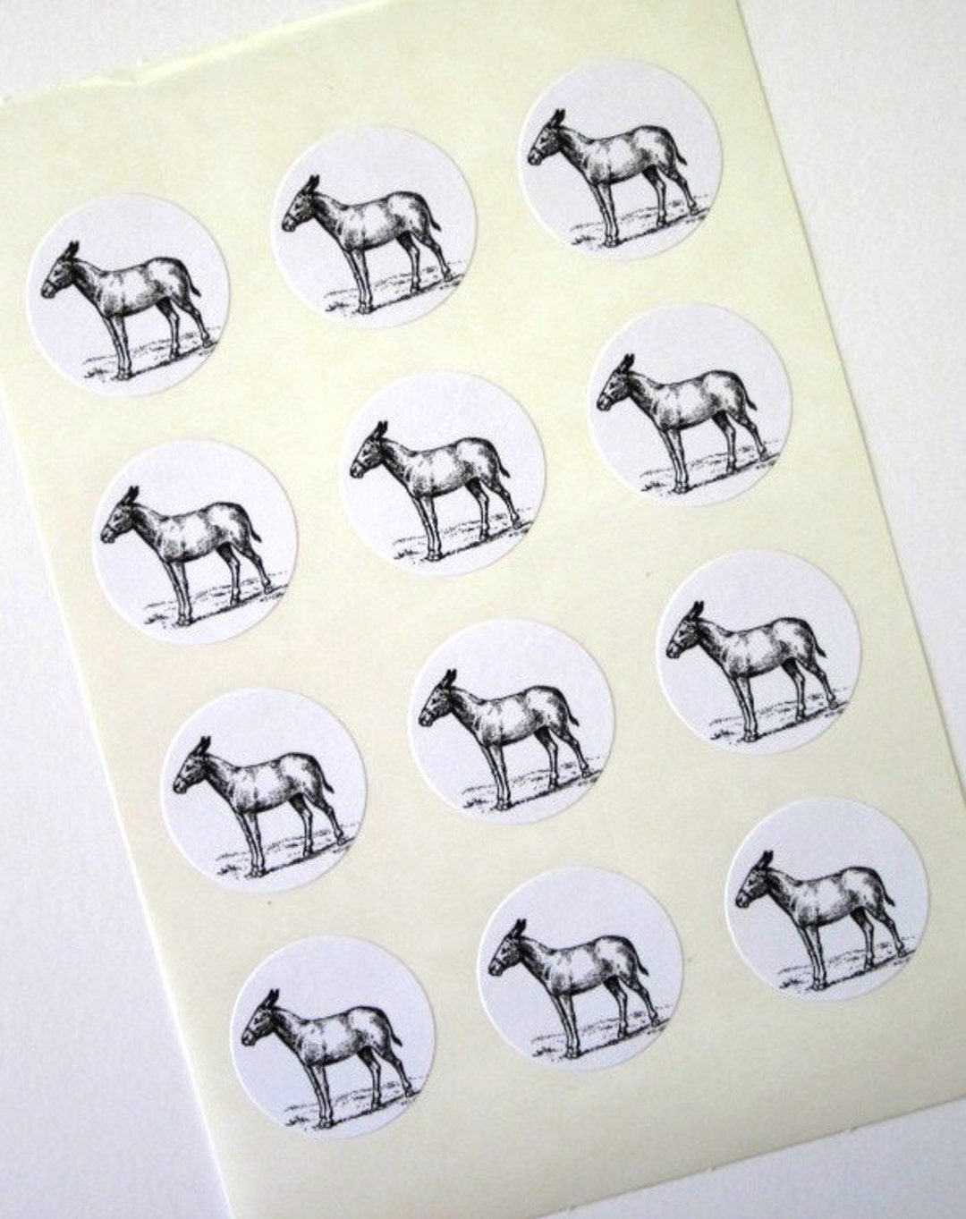 Donkey Burro Stickers One Inch Round Seals - Etsy