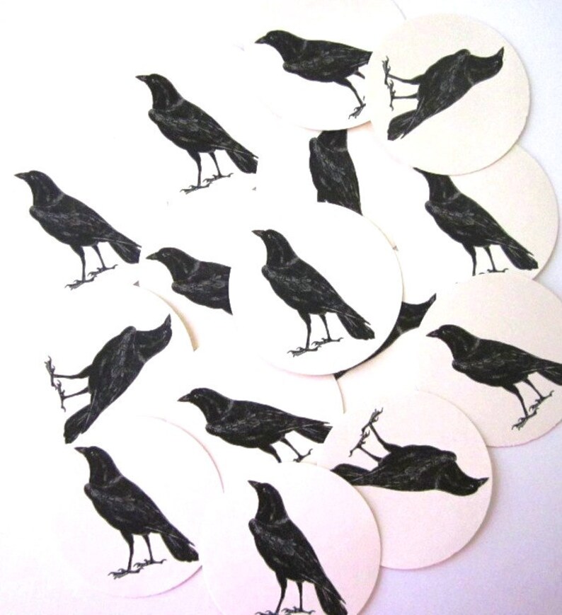 Black Raven Crow Tags Round Paper Gift Tags Set of 10 - Etsy