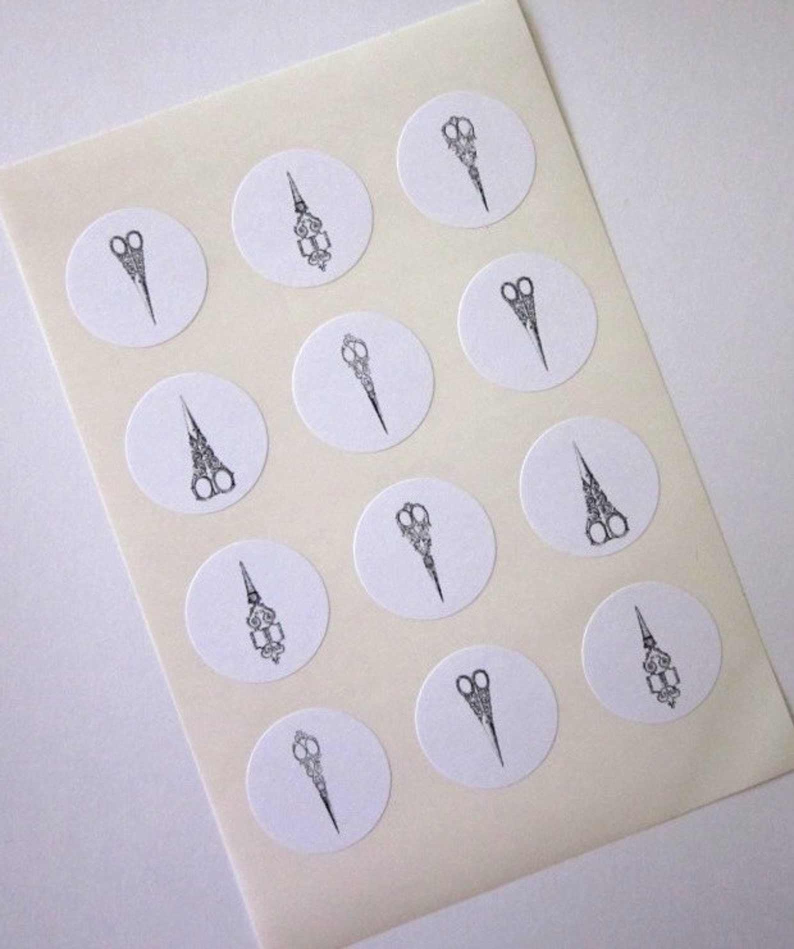 Vintage Scissors Stickers One Inch Round Seals - Etsy