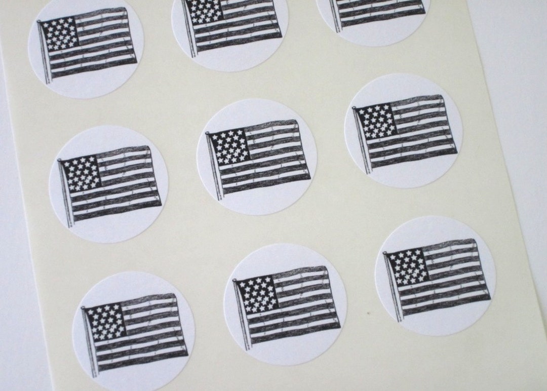 American Flag Stickers One Inch Round Seals - Etsy