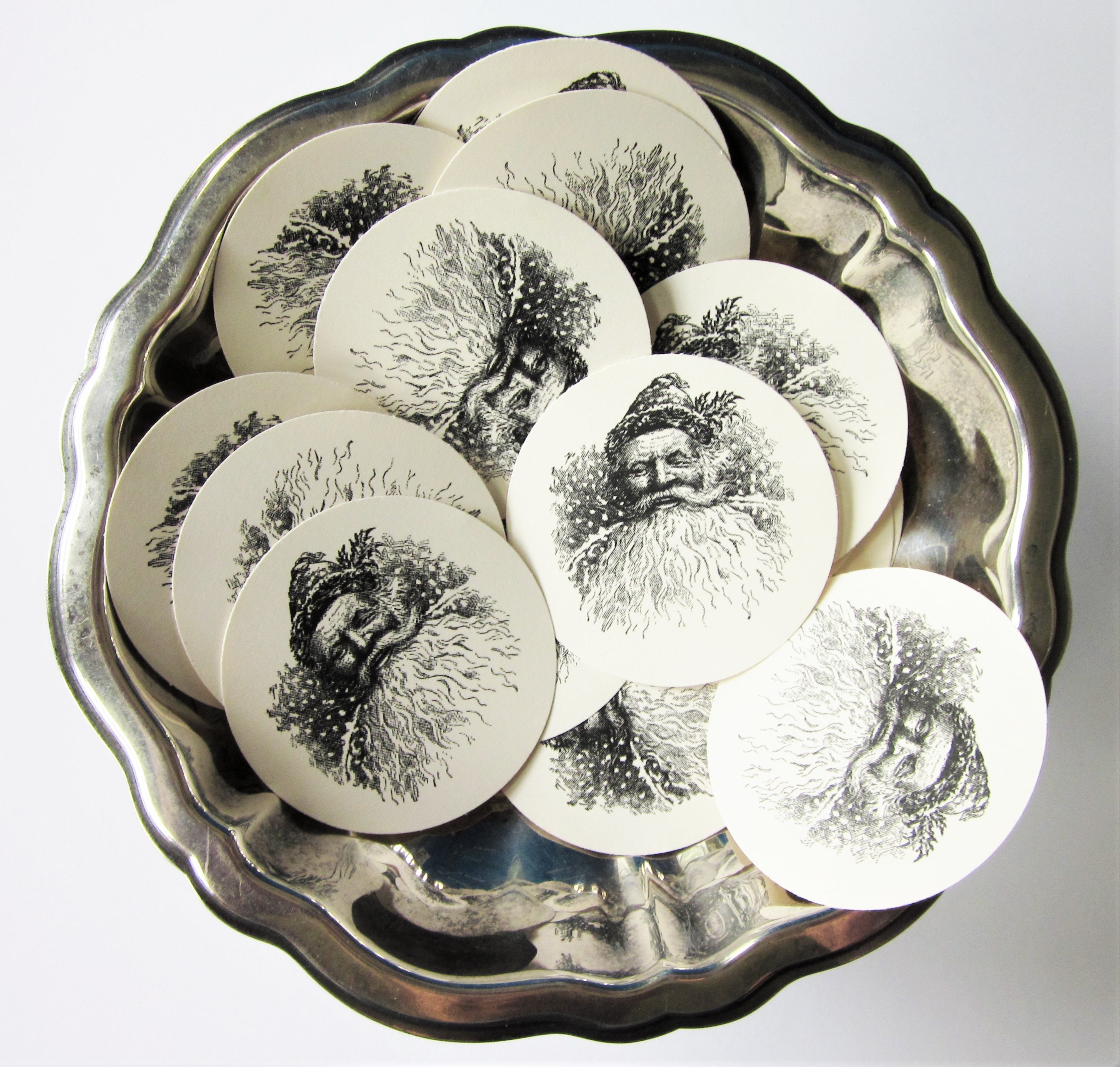 Santa Claus Saint Nick Tags Round Paper Gift Tags Set of 10 - Etsy