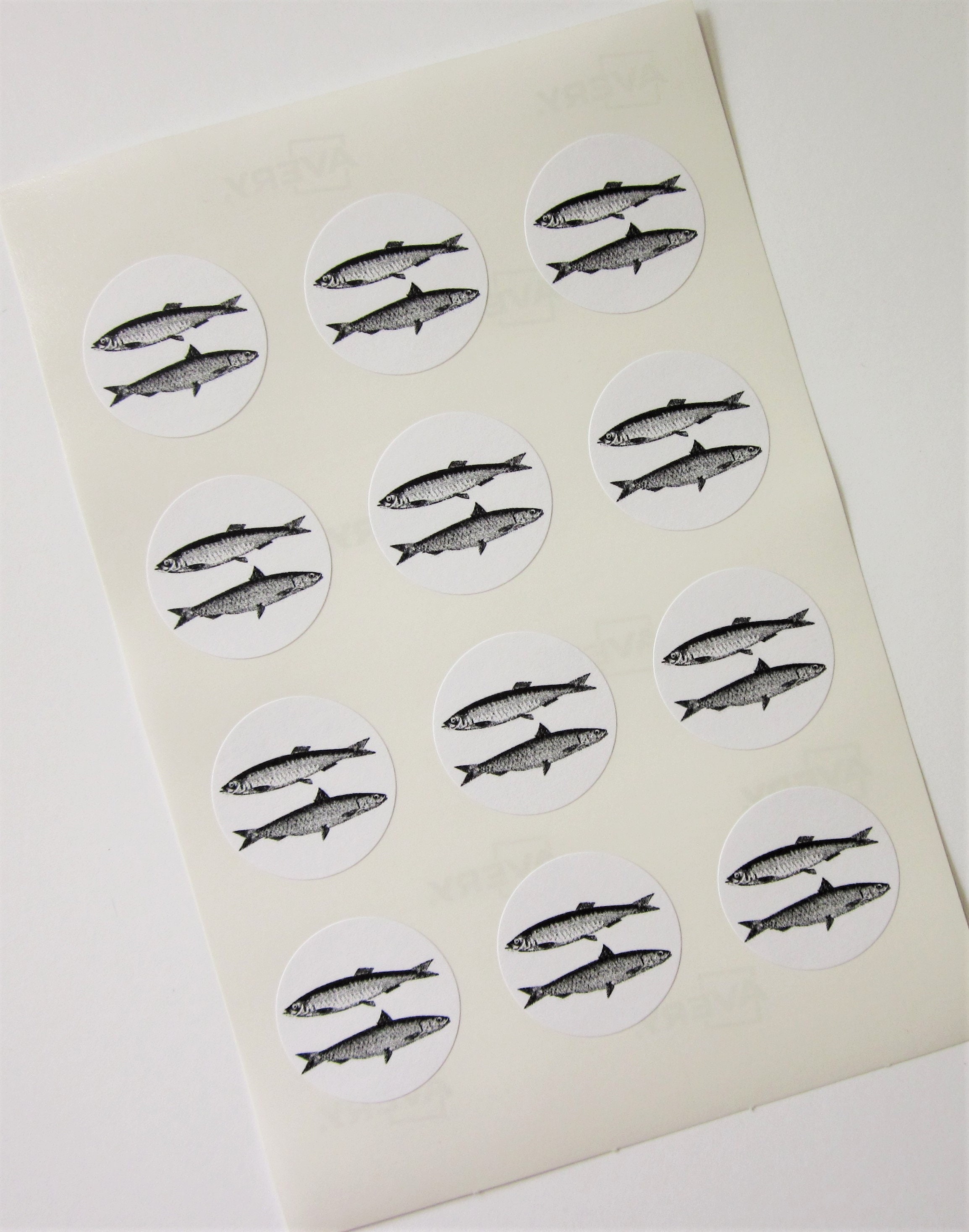 Fish Stickers One Inch Round Seals - Etsy