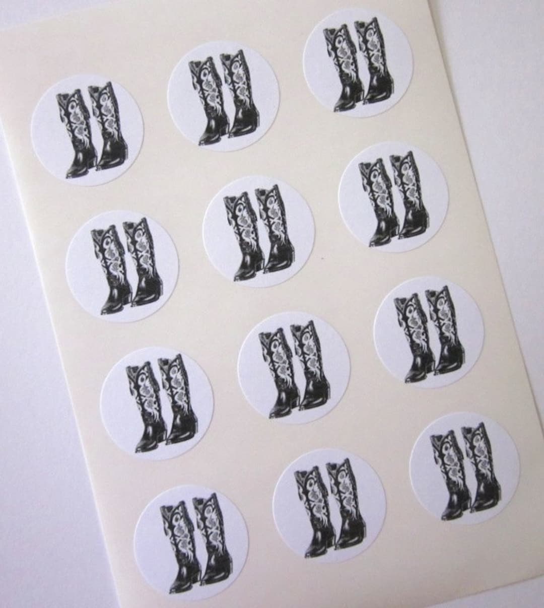 Cowboy Boots Stickers One Inch Round Seals - Etsy