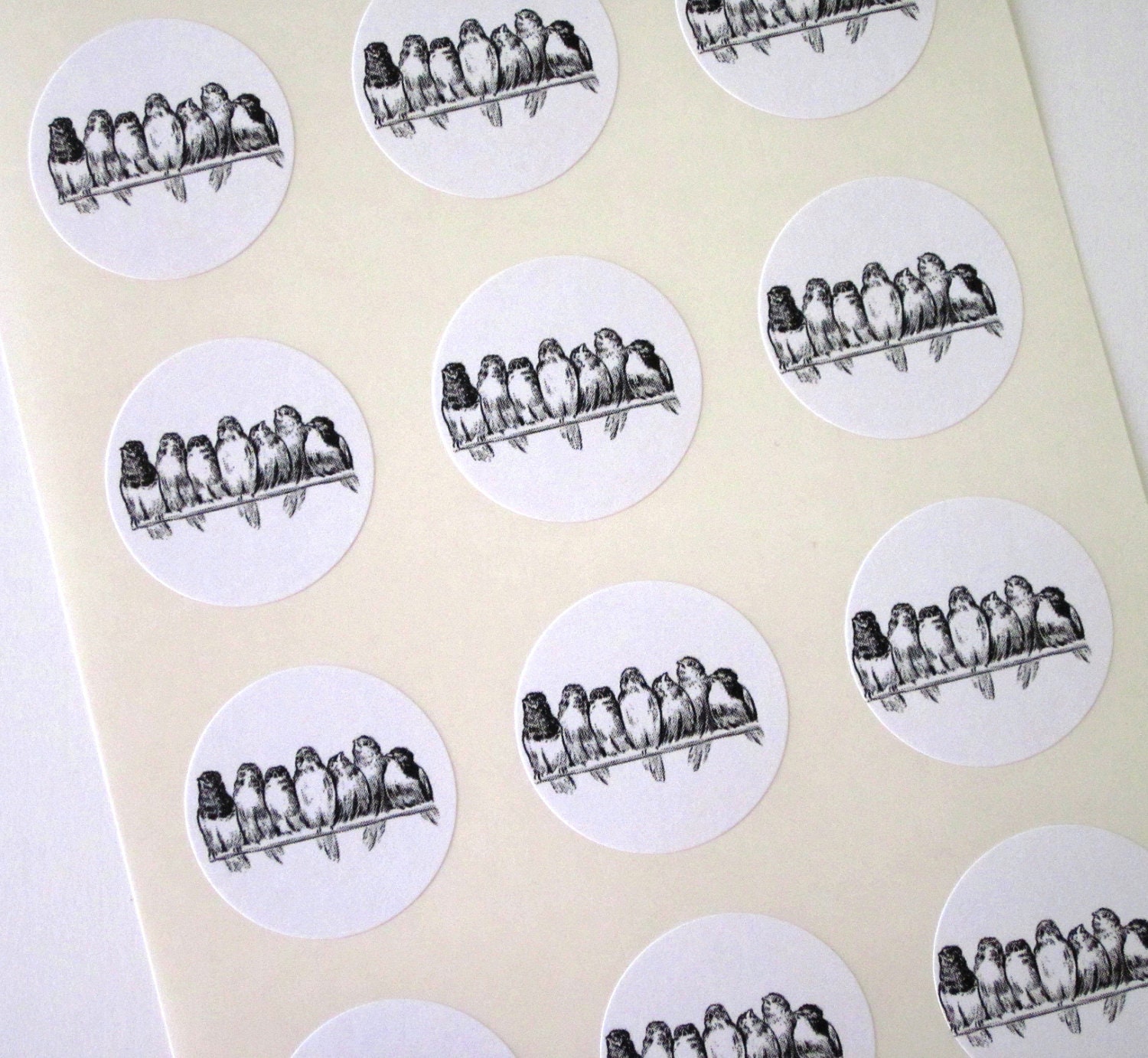 Birds on a Wire Tags Round Paper Gift Tags Set of 10 - Etsy