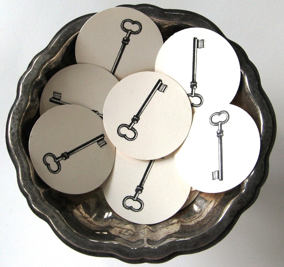 Skeleton Key Tags Round Gift Tags Set of 10 - Etsy