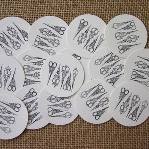 Vintage Scissors Tags Round Paper Gift Tags Set of 10 - Etsy