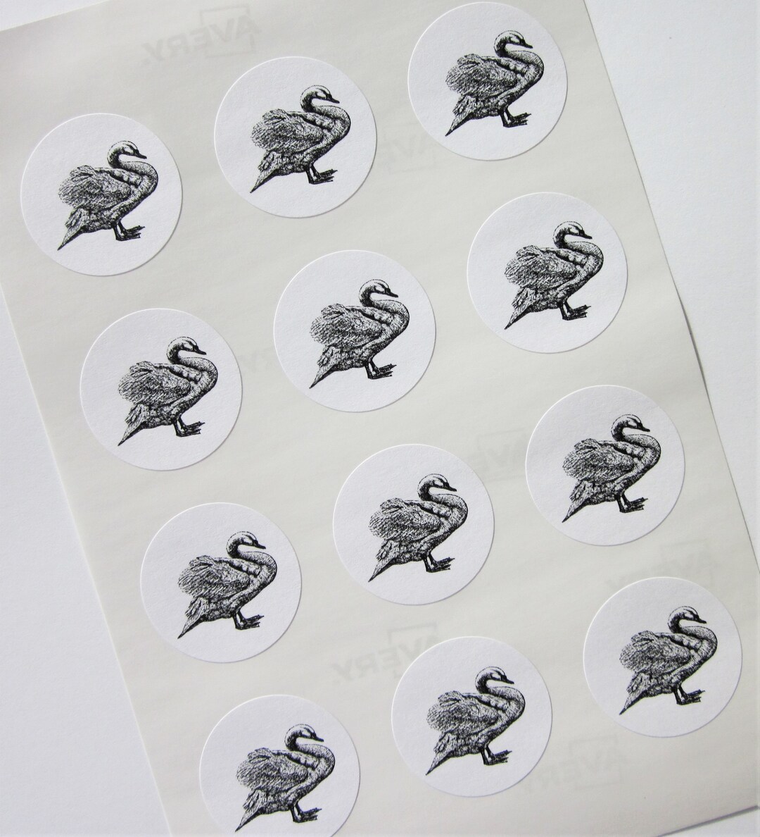 Swan Stickers One Inch Round Seals - Etsy