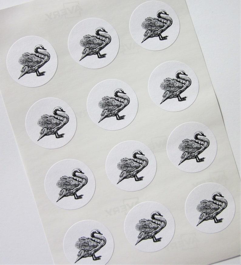 Swan Stickers One Inch Round Seals - Etsy