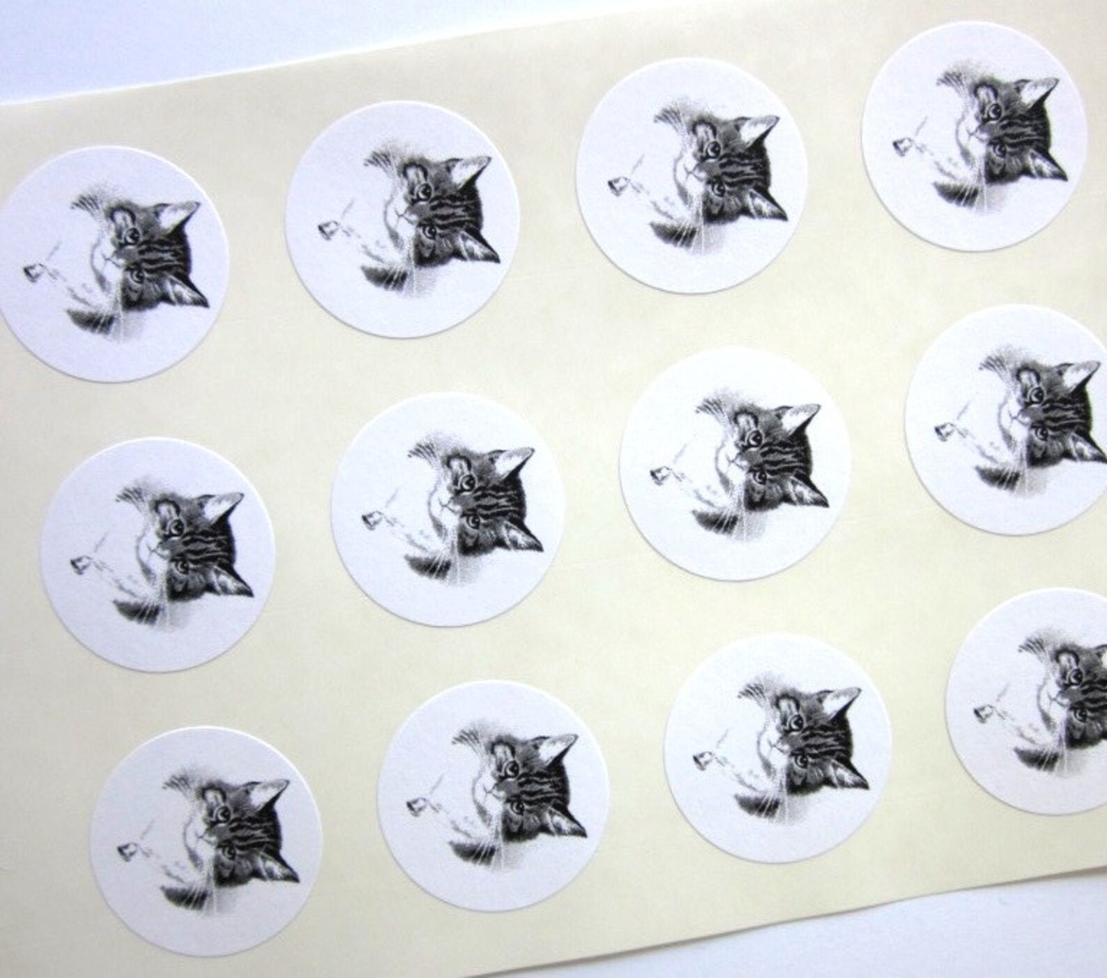 Kitten Cat Stickers One Inch Round Seals | Etsy