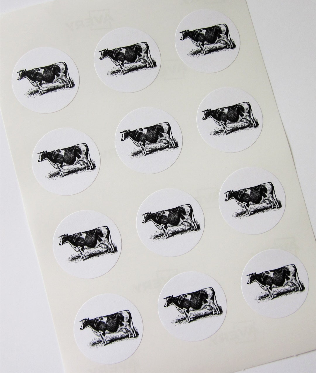 Cow Stickers One Inch Round Seals - Etsy