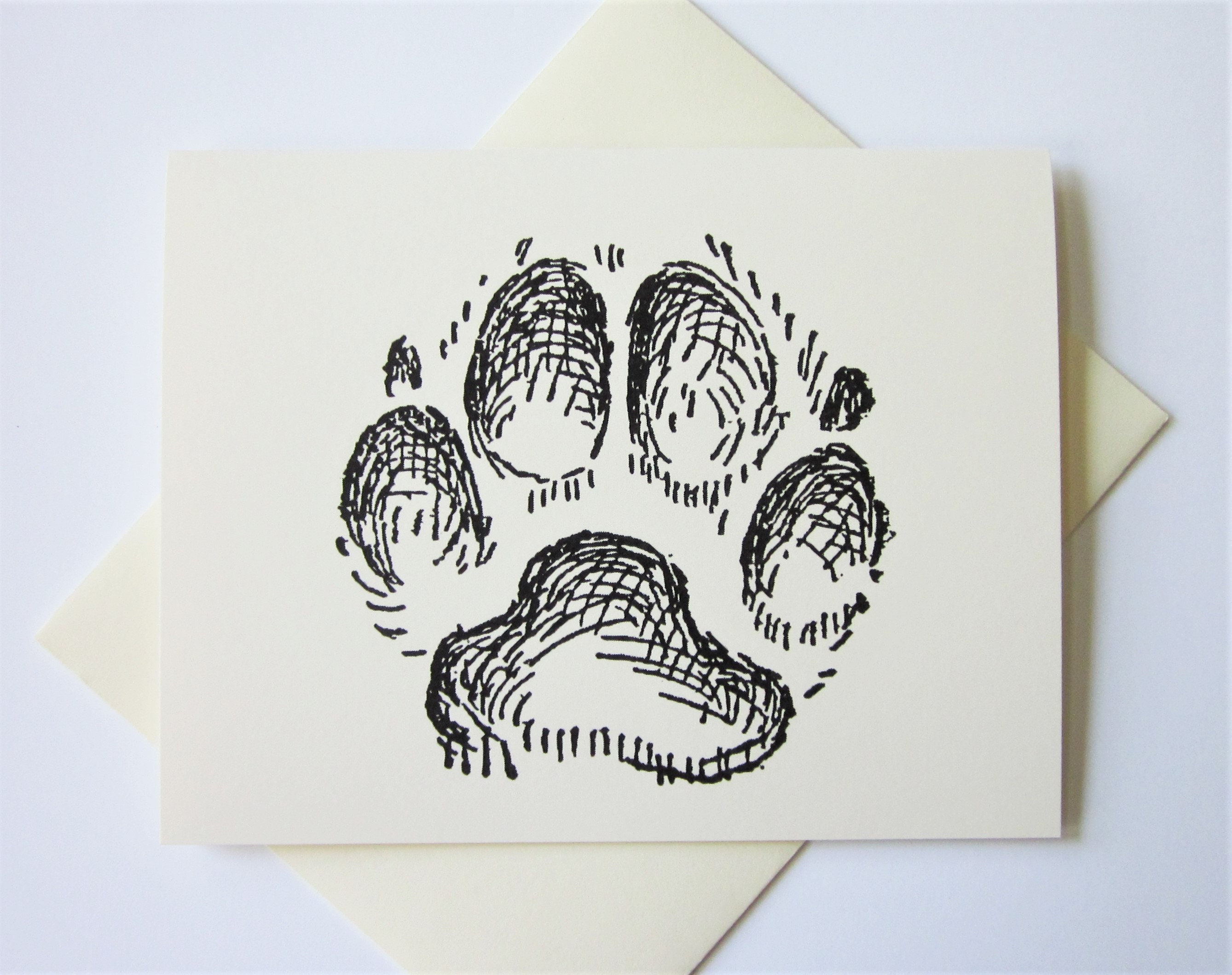 Paw Print Animal Tracks Cards Set of 10 in White or Light - Etsy