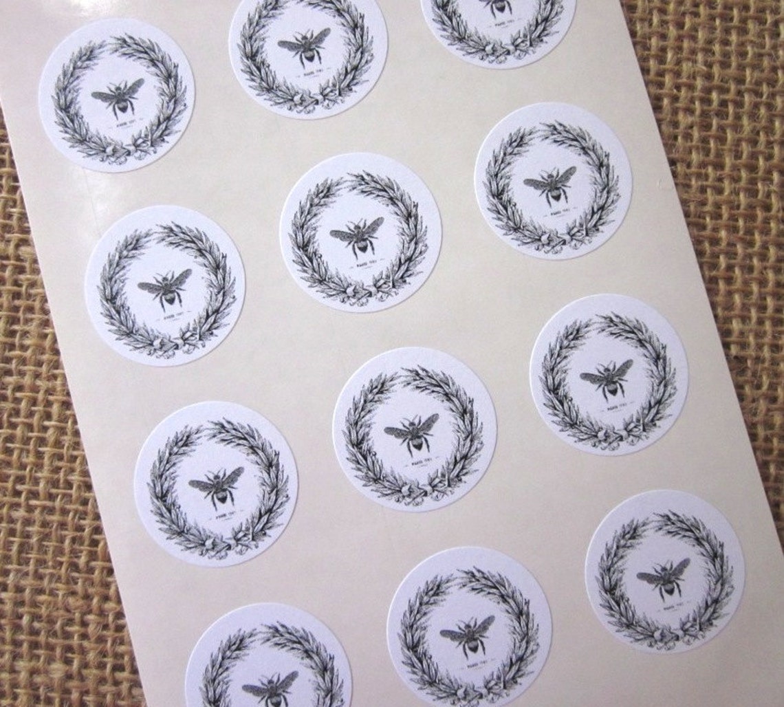 Bee Stickers One Inch Round Seals - Etsy