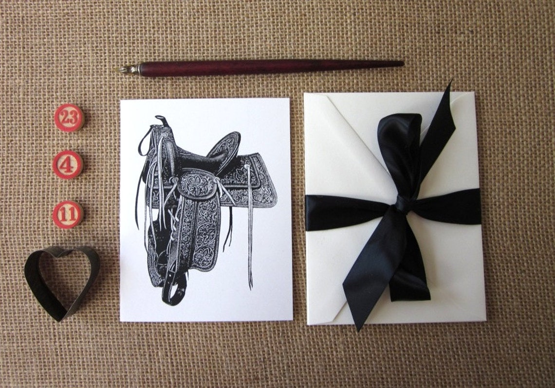 Saddle Note Cards Set of 10 With Matching Envelopes - Etsy