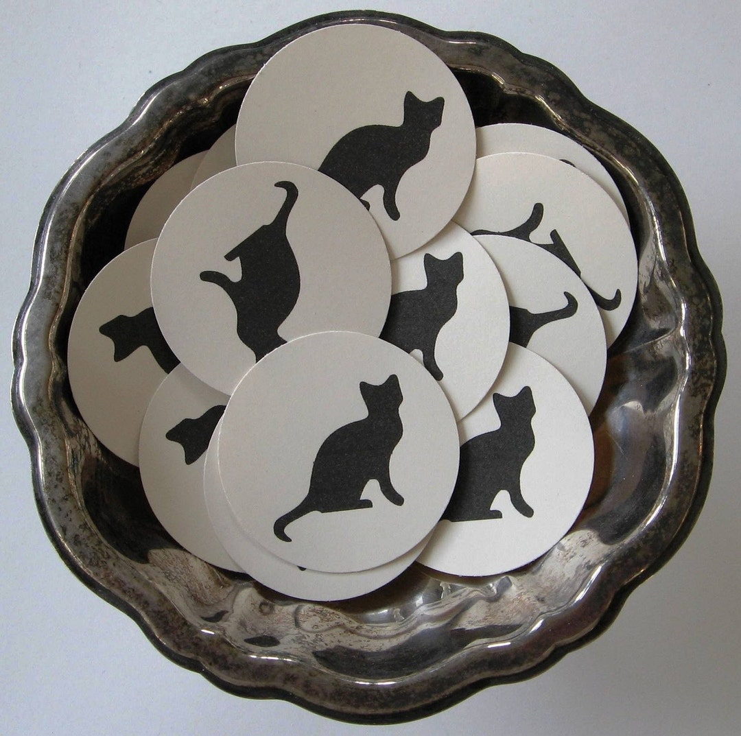 Black Cat Tags Round Gift Tags Set of 10 - Etsy