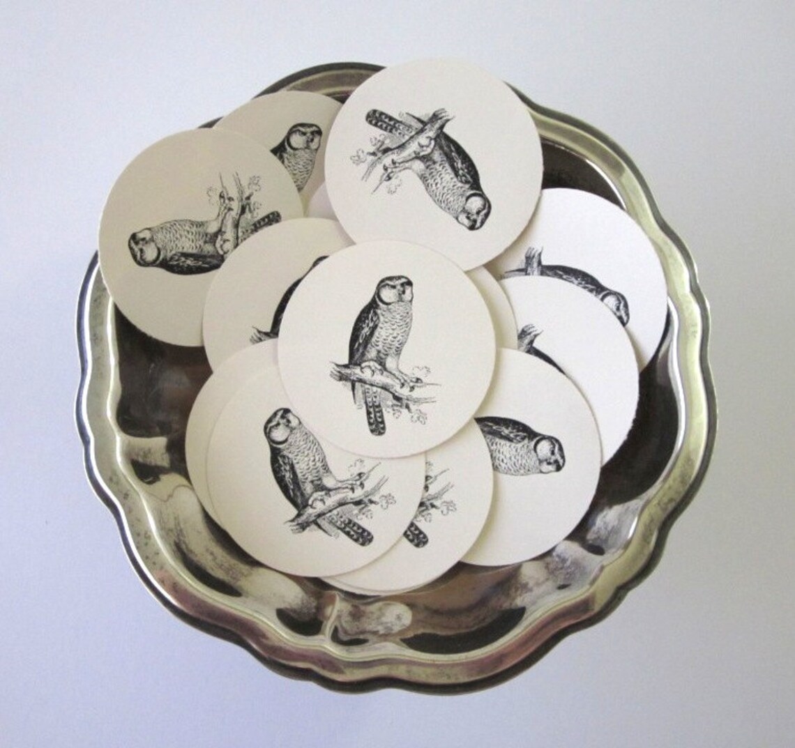 Owl Tags Round Gift Tags Set of 10 | Etsy