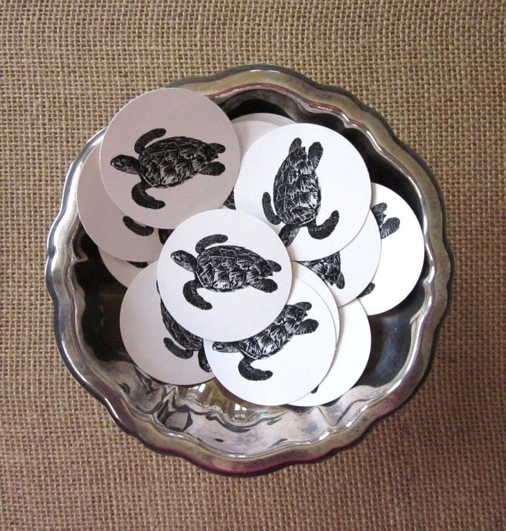 Sea Turtle Tags Round Paper Gift Tags Set of 10 | Etsy