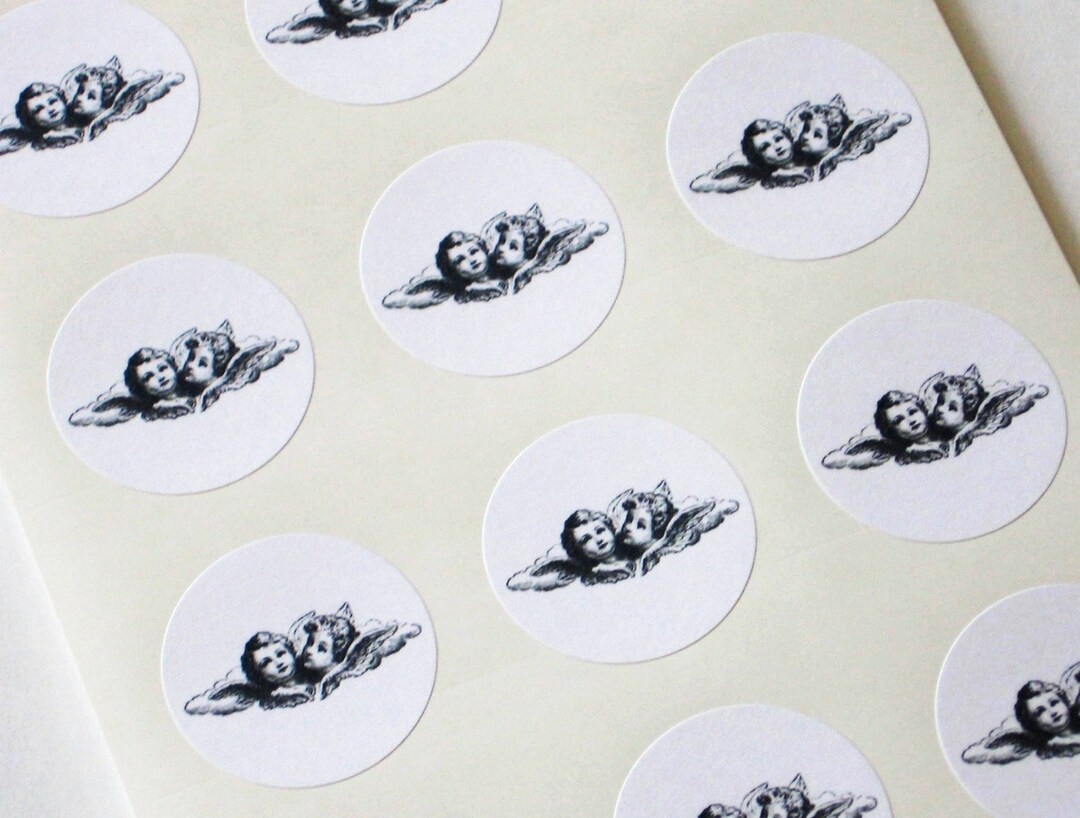 Cherub Angel Stickers One Inch Round Seals - Etsy