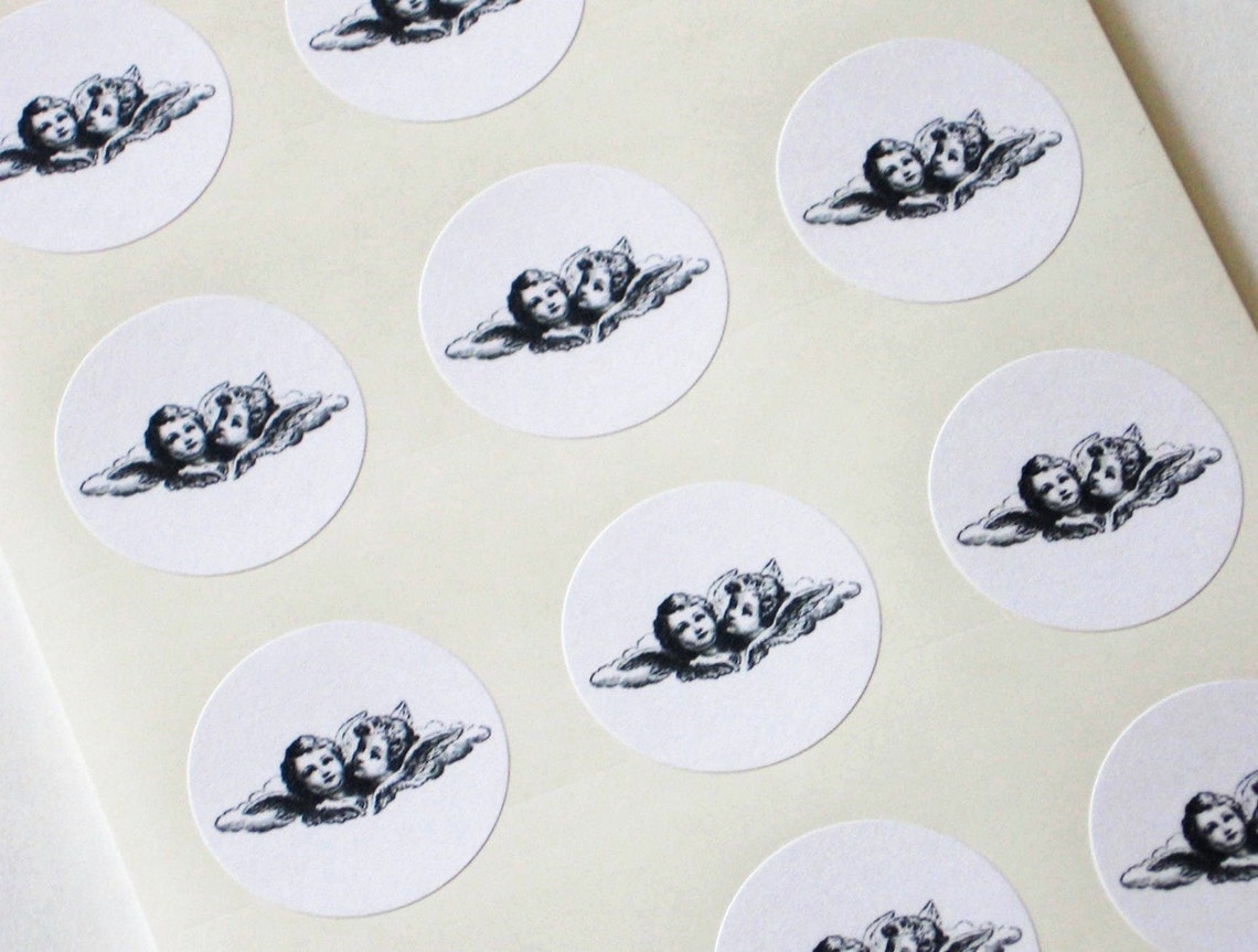 Cherub Angel Stickers One Inch Round Seals | Etsy