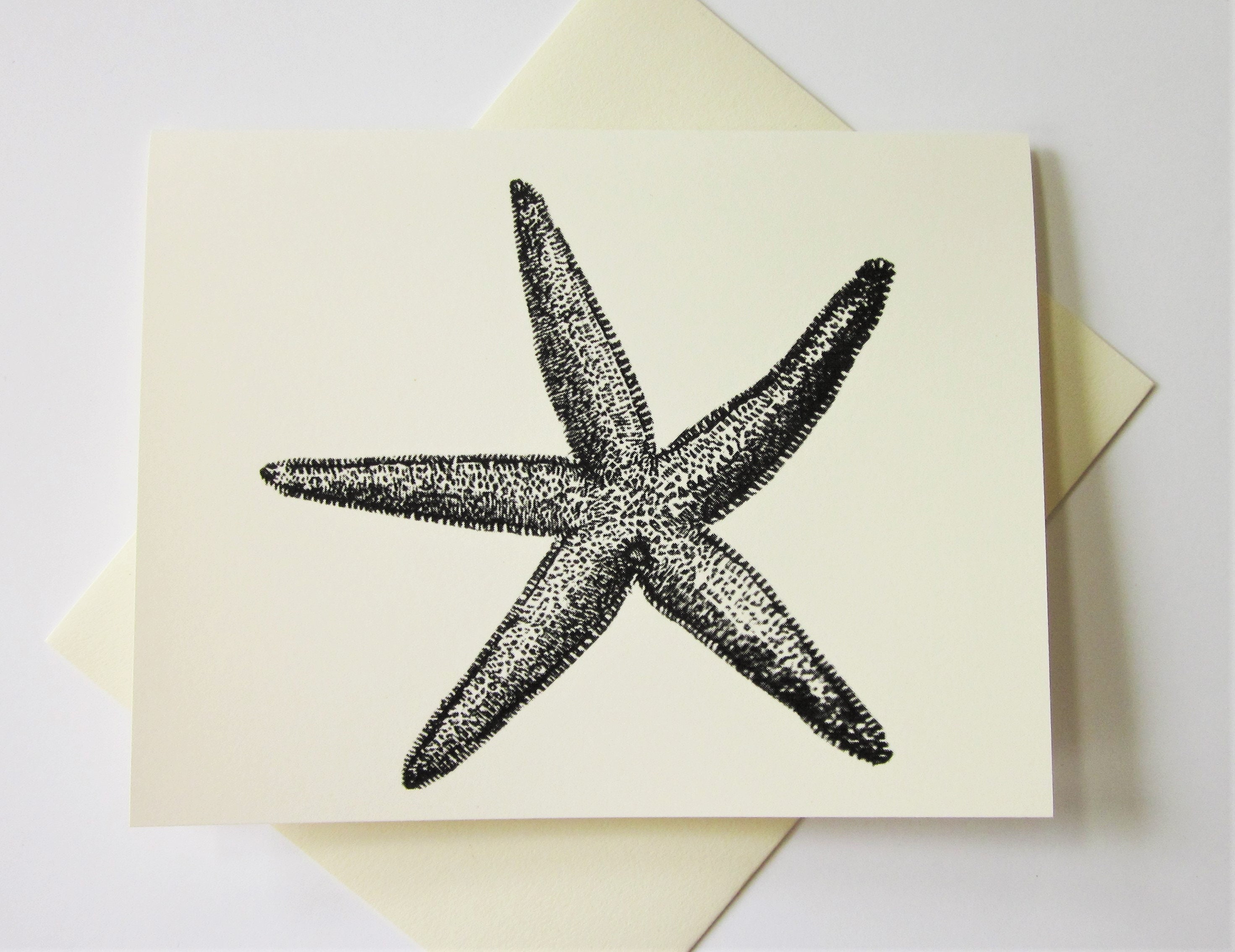 Starfish Note Cards Stationery Set of 10 Cards in White or | Etsy