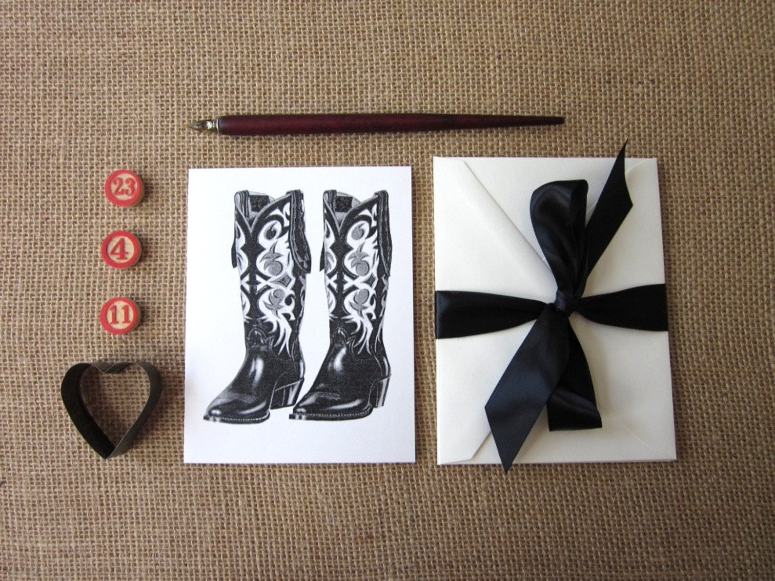Cowboy Boots Note Cards Stationery Set of 10 Cards in White or - Etsy