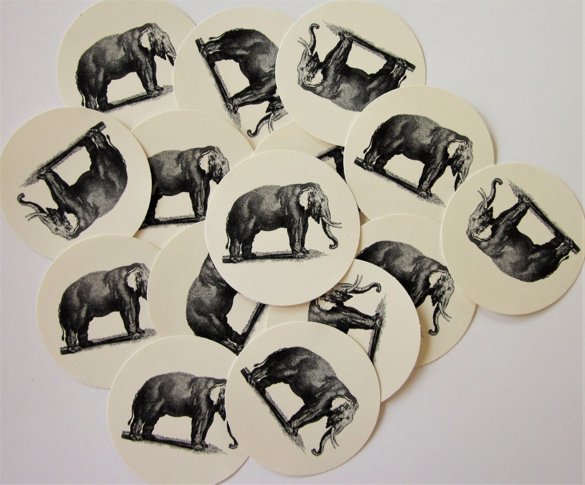 Elephant Tags Round Gift Tags Set of 10 - Etsy