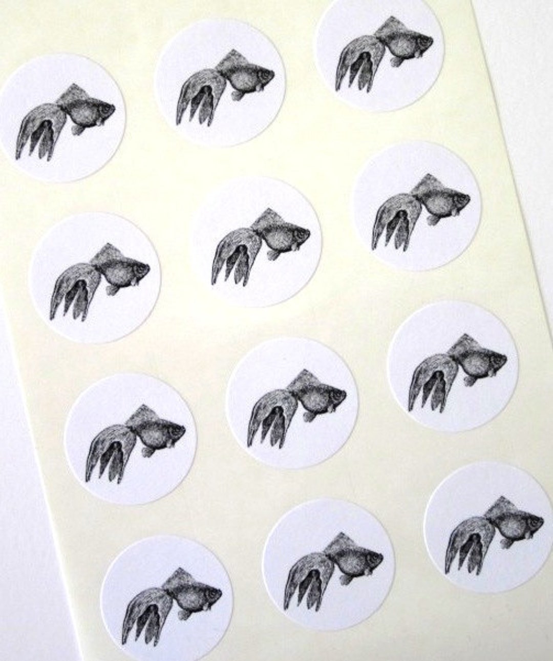 Goldfish Stickers One Inch Round Seals - Etsy