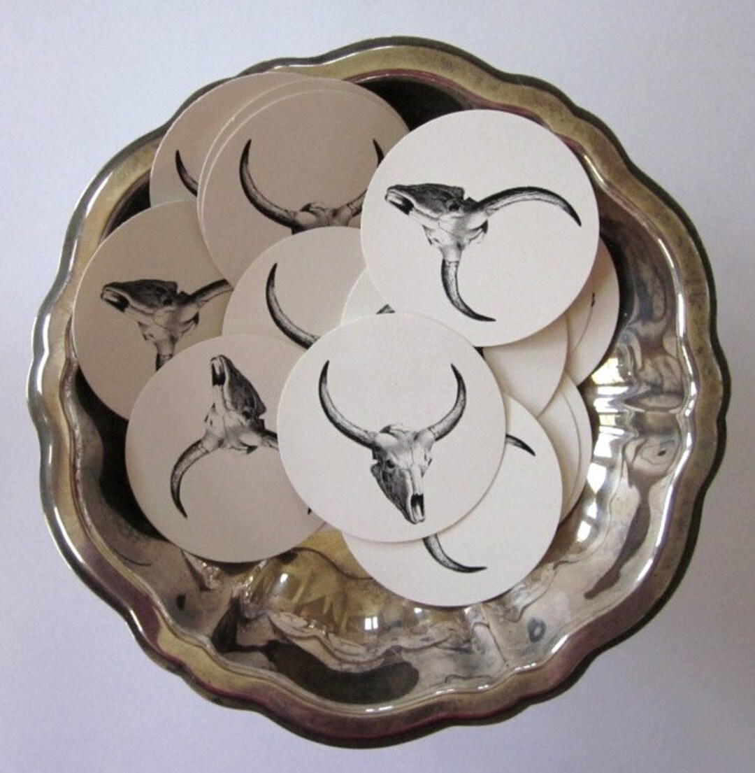 Ox Skull and Horns Round Paper Gift Tags Set of 10 - Etsy