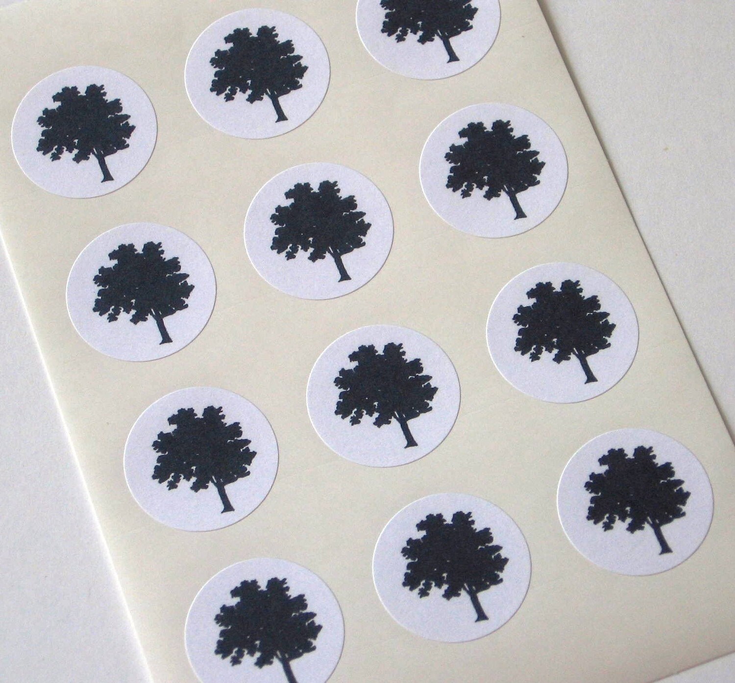 Tree Silhouette Stickers One Inch Round Seals | Etsy