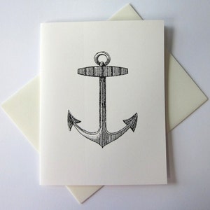 Anchor Note Cards Stationery Set of 10 Cards in White or Light Ivory ...