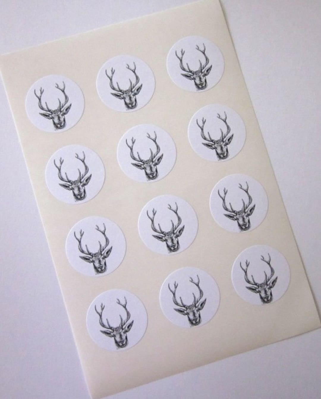 Deer With Antlers Stickers One Inch Round Seals - Etsy