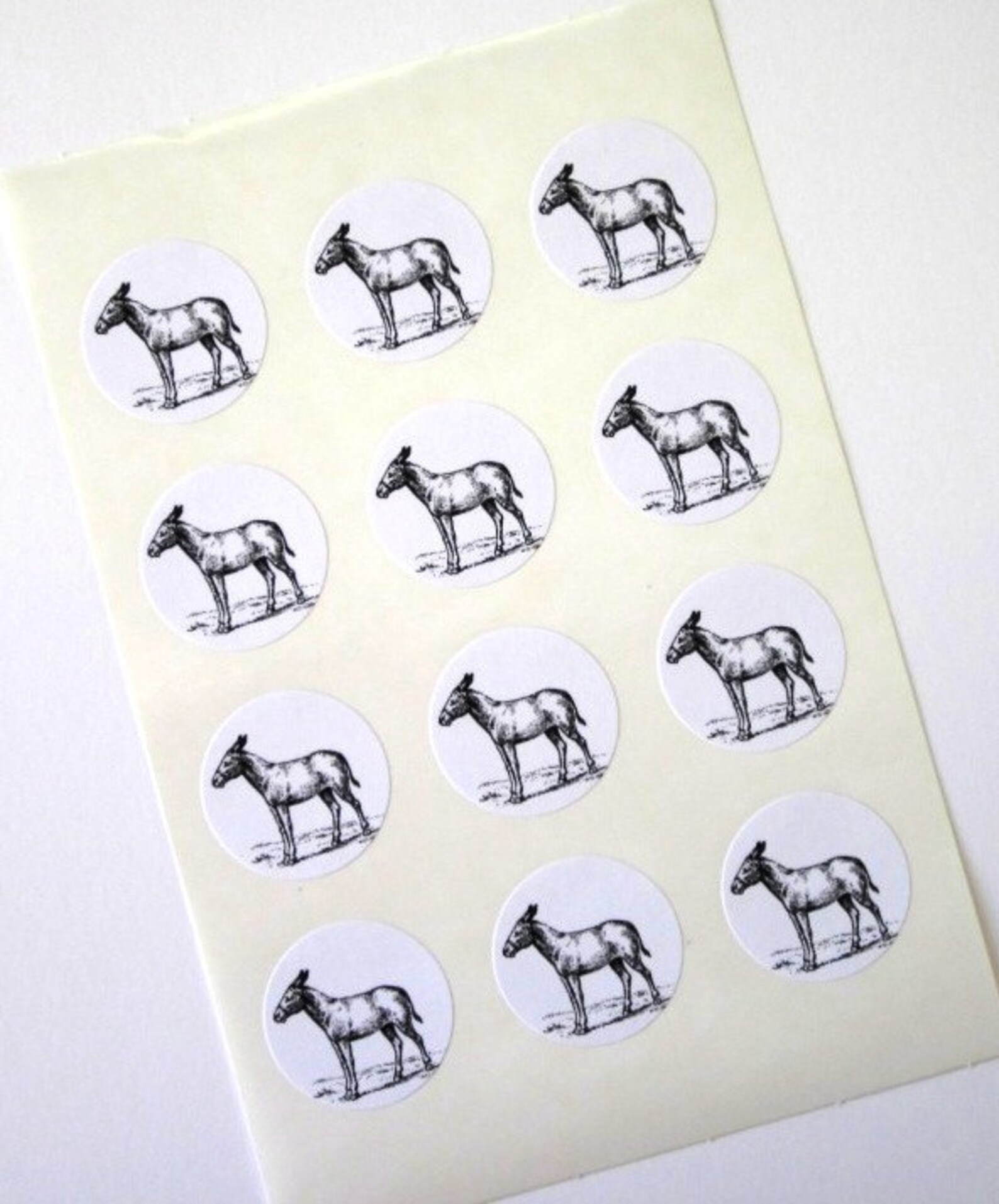 Donkey Burro Stickers One Inch Round Seals | Etsy