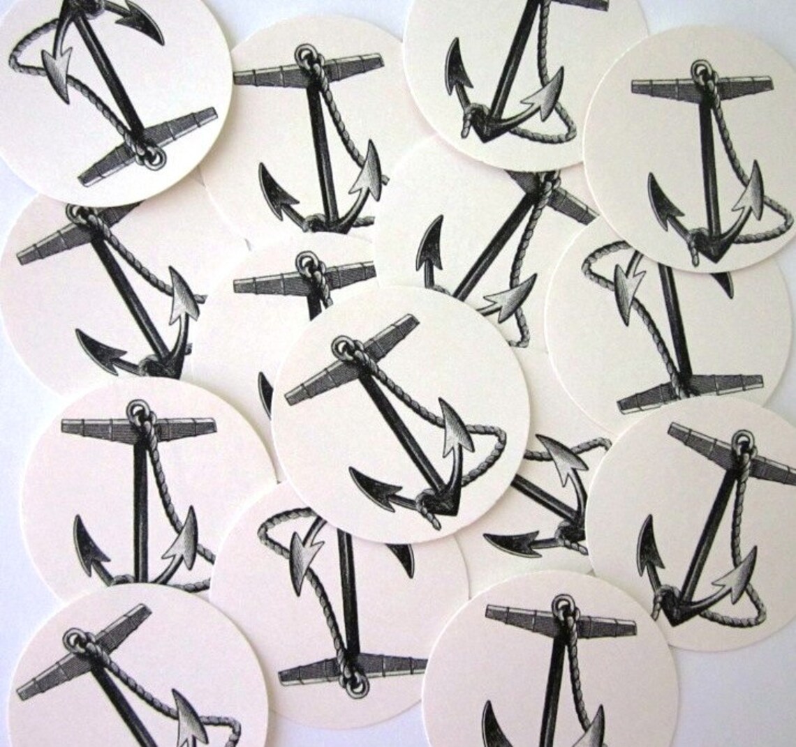 Anchor and Rope Tags Round Paper Gift Tags Set of 10 - Etsy