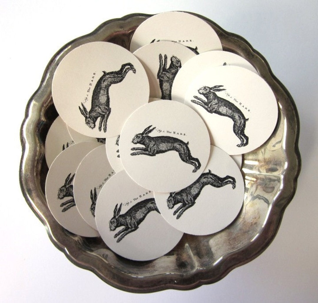 Hare Rabbit Bunny Tags Round Gift Tags Set of 10 - Etsy