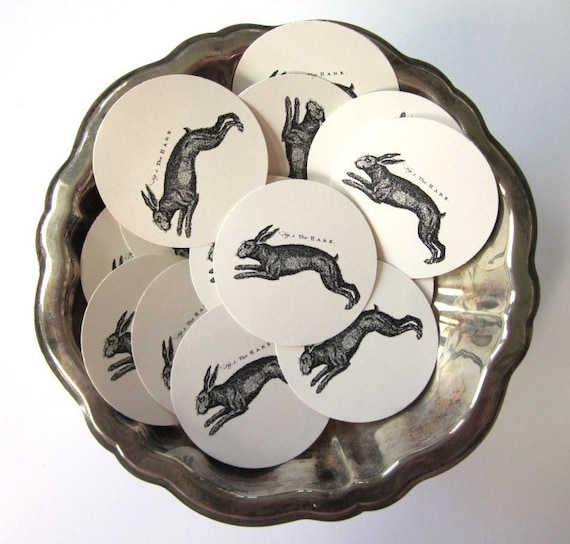 Hare Rabbit Bunny Tags Round Gift Tags Set of 10 | Etsy