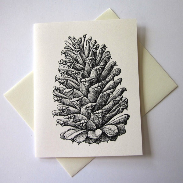 Pine Tree Note Card Set of 10 in White or Light Ivory With Matching ...