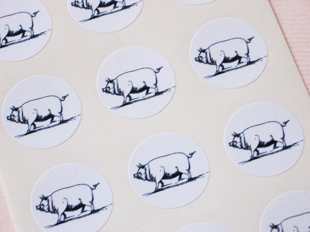 Pig Stickers One Inch Round Seals - Etsy