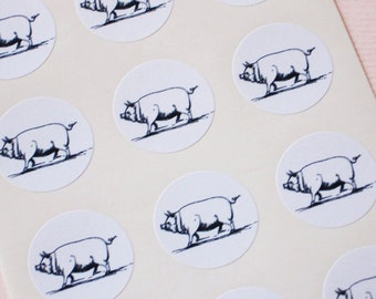 Pig Stickers One Inch Round Seals - Etsy