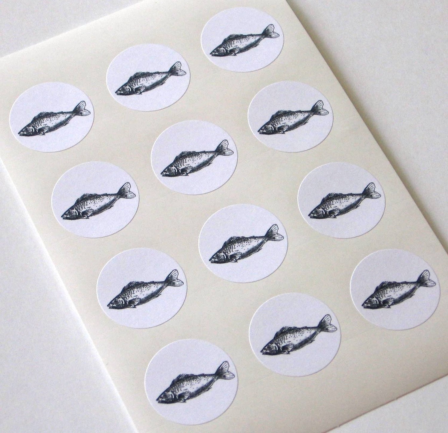 Fish Stickers One Inch Round Seals | Etsy