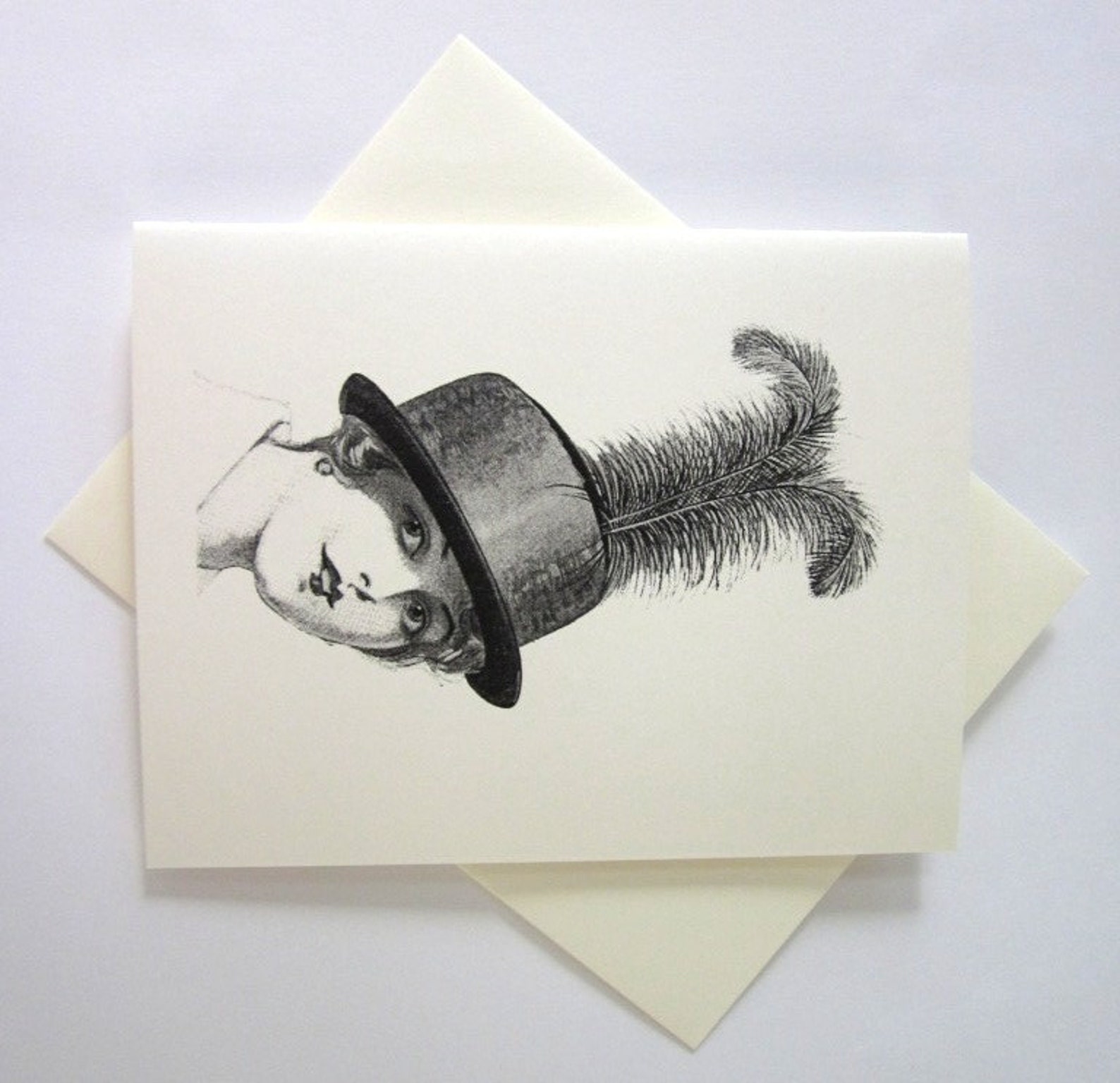 Ladies With Fancy Hats Cards Set of 10 in White or Light Ivory With ...
