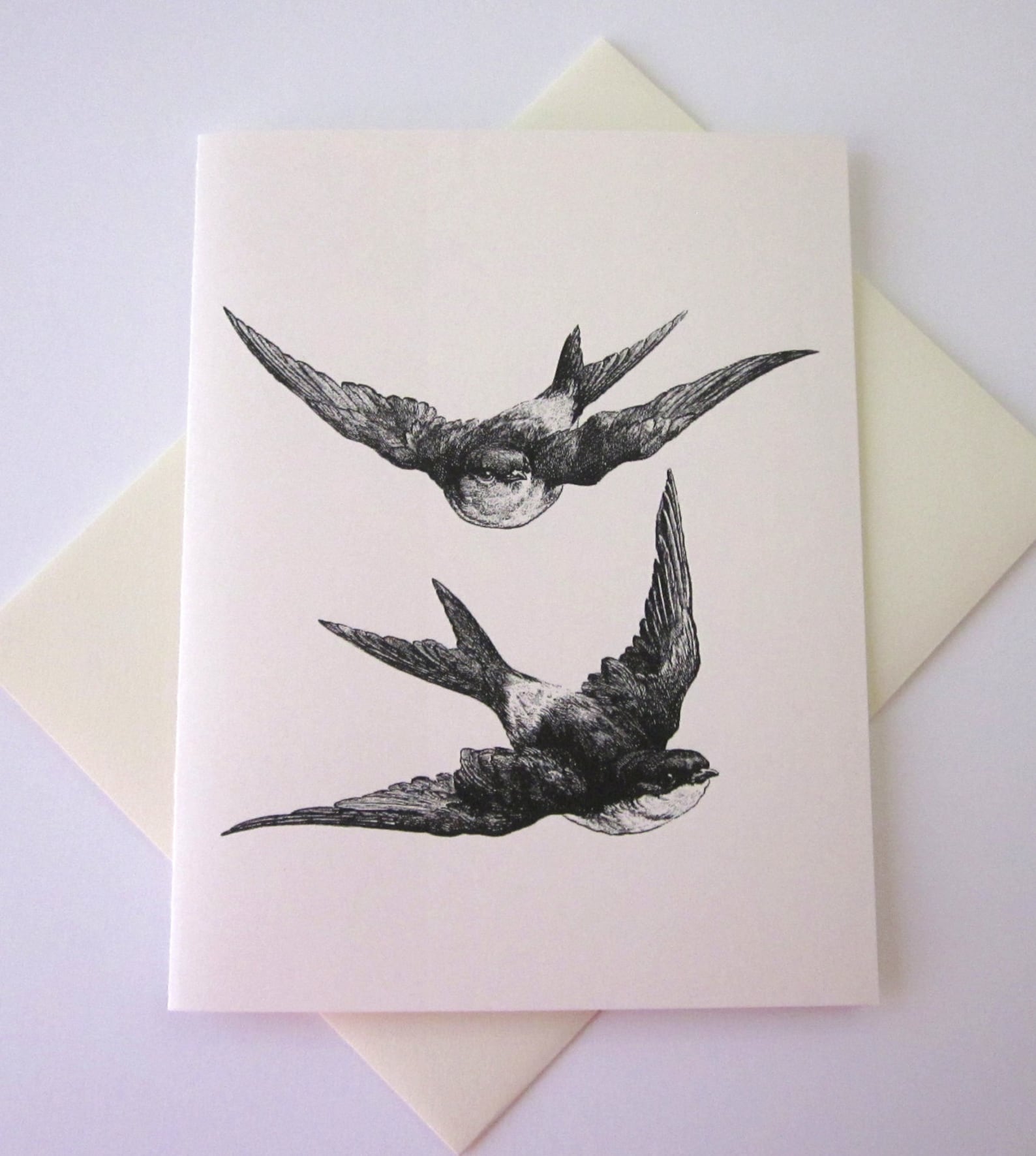 Flying Birds Swallow Sparrow Note Card Set of 10 in White or - Etsy