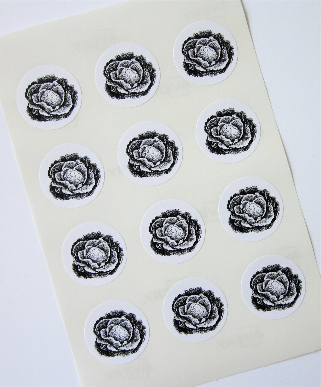 Cabbage Lettuce Stickers One Inch Round Seals - Etsy