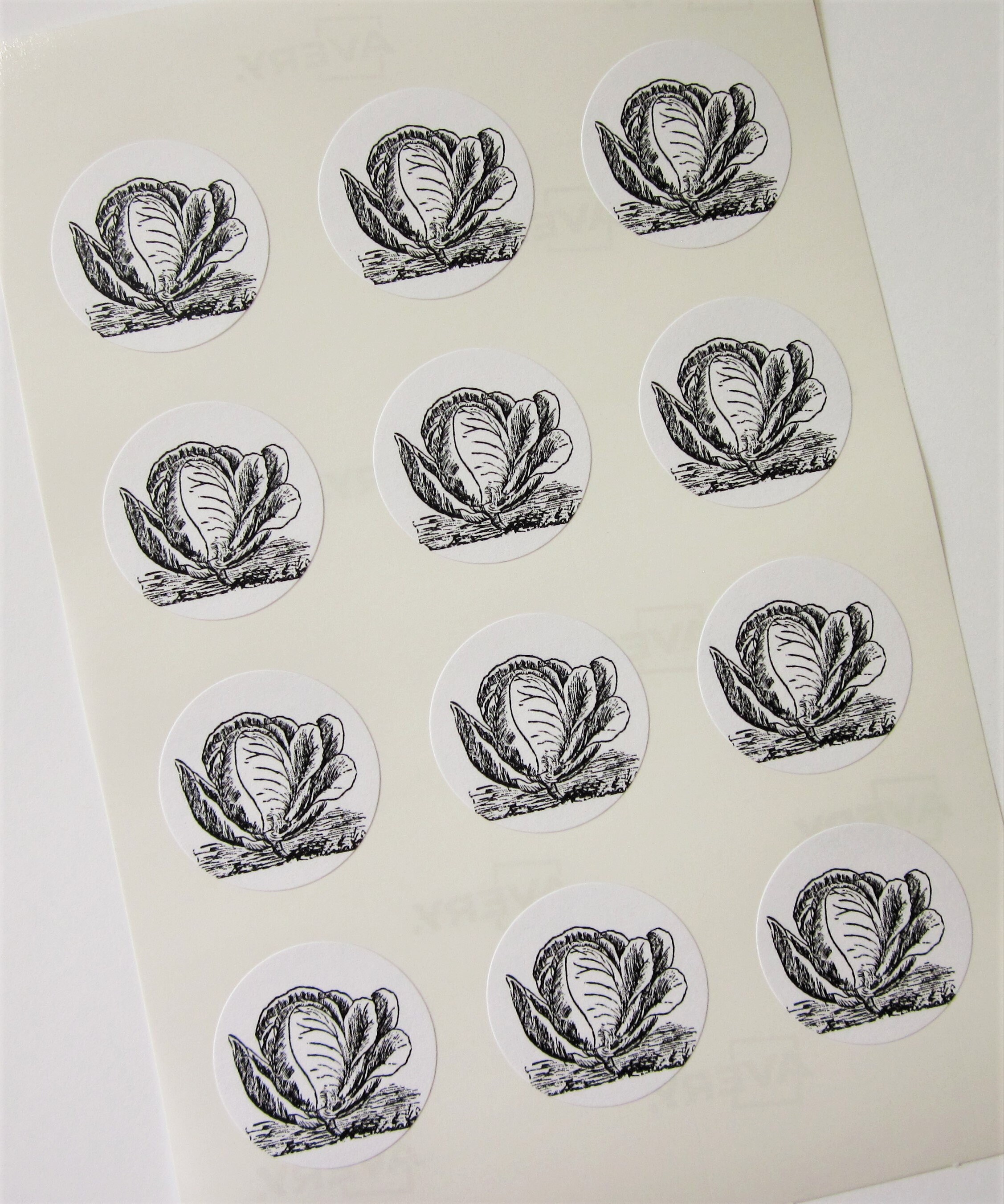 Cabbage Lettuce Stickers One Inch Round Seals - Etsy