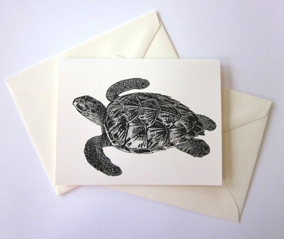 Sea Turtle Note Cards Set of 10 with Matching Envelopes | Etsy