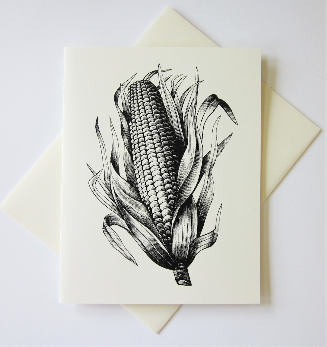 Corn Maize Note Cards Stationery Set of 10 Cards in White or Light ...