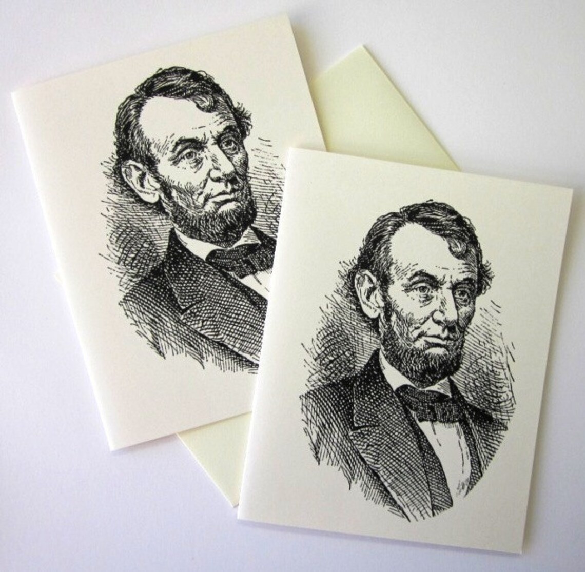 Abraham Lincoln Note Cards Stationery Set of 10 Cards in White or Light ...