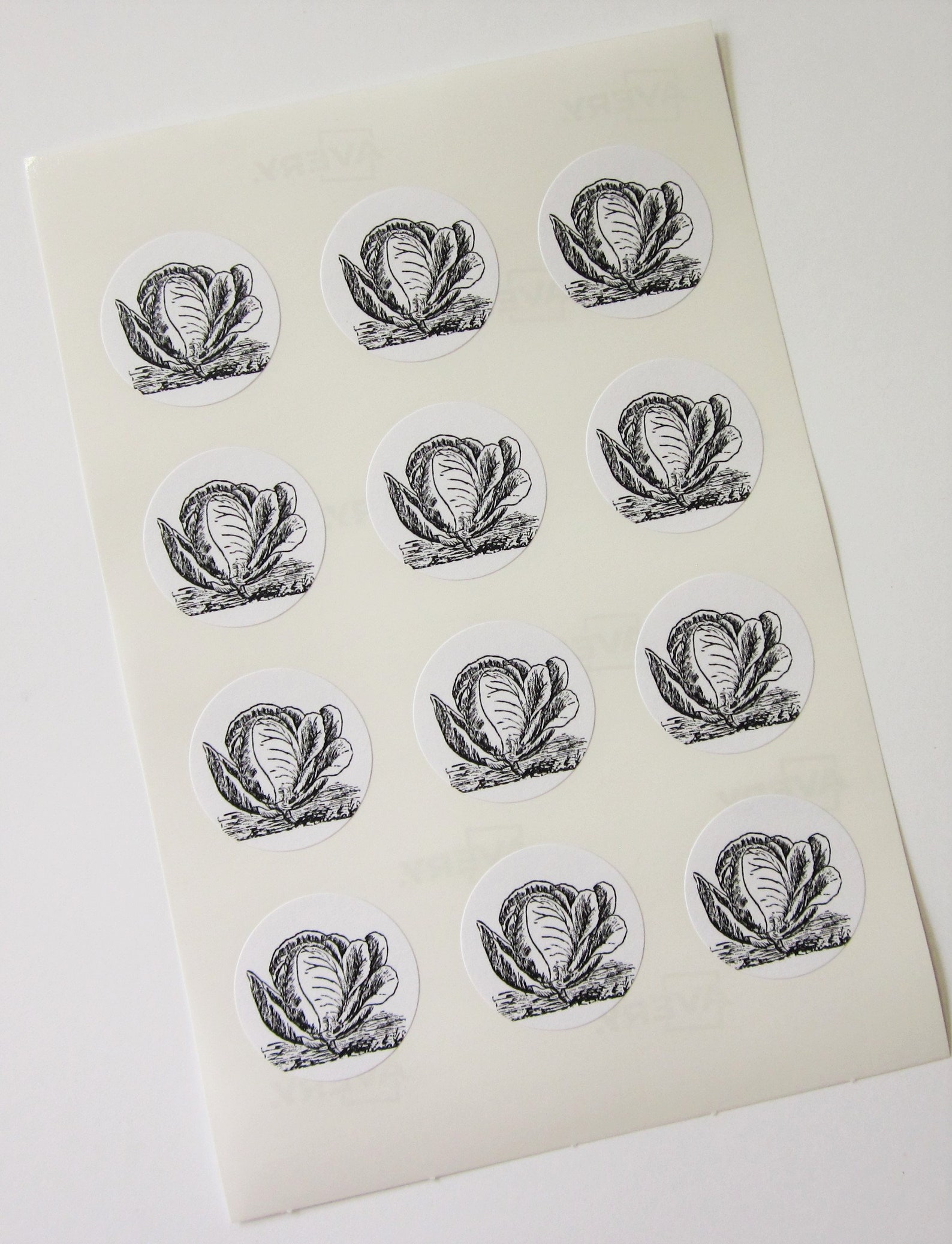 Cabbage Lettuce Stickers One Inch Round Seals - Etsy