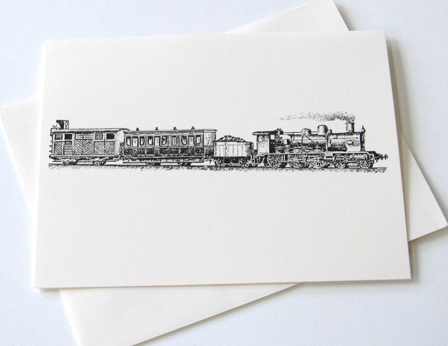 Train Note Cards Stationery Set of 4 Cards in White or Light - Etsy