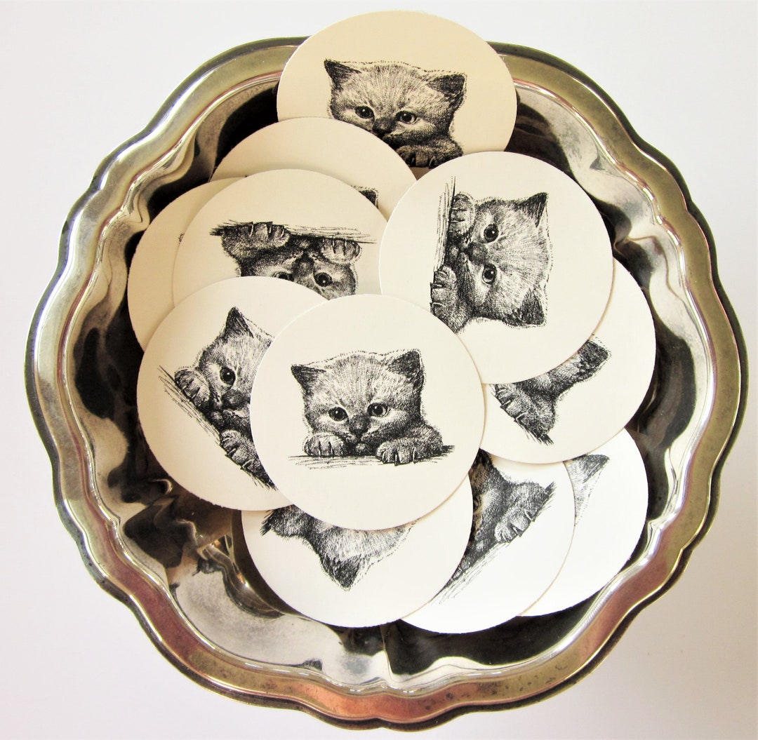 Kitten Cat Tags Round Gift Tags Set of 10 - Etsy
